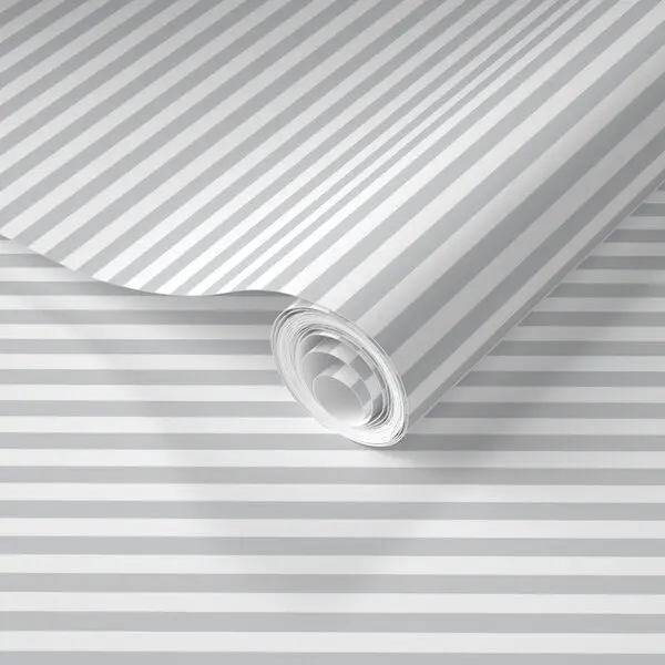 Spoonflower Stripes Light Grey Horizontal D2d3d5 Gray Custom Removable Wallpaper - Gray,white