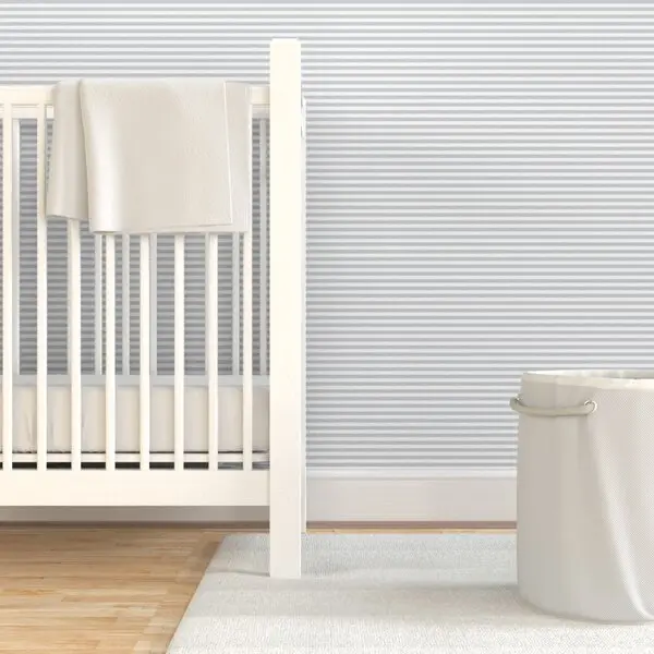 Spoonflower Stripes Light Grey Horizontal D2d3d5 Gray Custom Removable Wallpaper - Gray,white