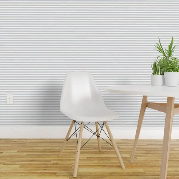 Spoonflower Stripes Light Grey Horizontal D2d3d5 Gray Custom Removable Wallpaper - Gray,white