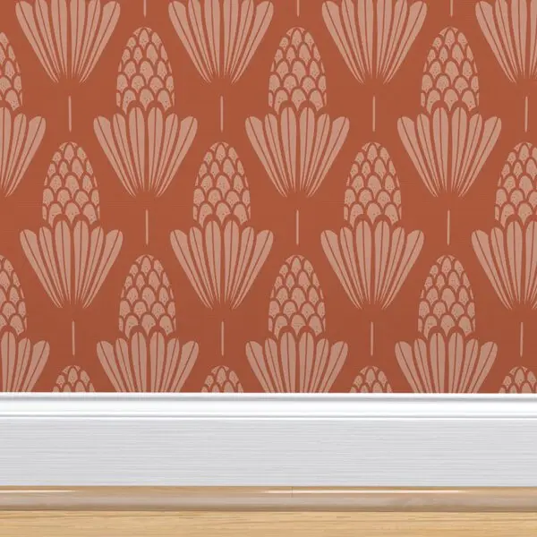 Spoonflower Pickerel Weed In Rust 100% Natural Sisal Grasscloth Wallcovering - Red