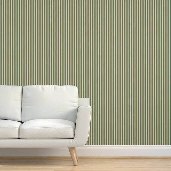Spoonflower Petal Joy Narrow Ribbons Of Mustard With Candy And 100% Natural Sisal Grasscloth Wallcovering - Yellow