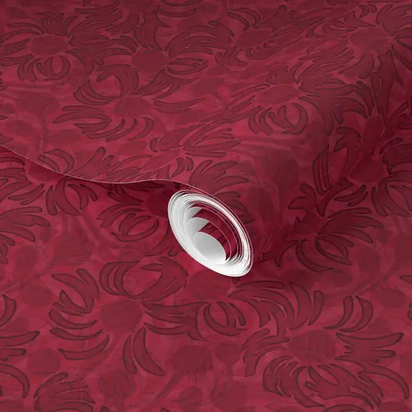 Spoonflower Maraschino Cherry Sangria Cheery Flower Custom Removable Wallpaper - Red