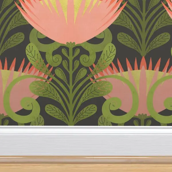 Spoonflower King Protea On 100% Natural Sisal Grasscloth Wallcovering