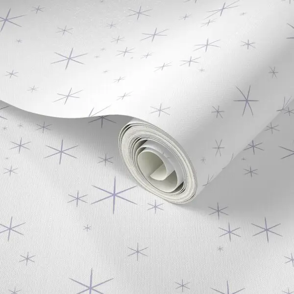 Spoonflower Sparkle Twinkle Stars Lavender Custom Removable Wallpaper - White,gray