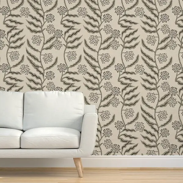Spoonflower La Ville Vine Neutral 100% Natural Sisal Grasscloth Wallcovering - Beige
