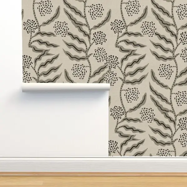Spoonflower La Ville Vine Neutral 100% Natural Sisal Grasscloth Wallcovering - Beige