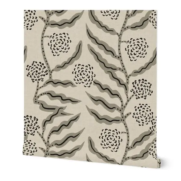 Spoonflower La Ville Vine Neutral 100% Natural Sisal Grasscloth Wallcovering - Beige