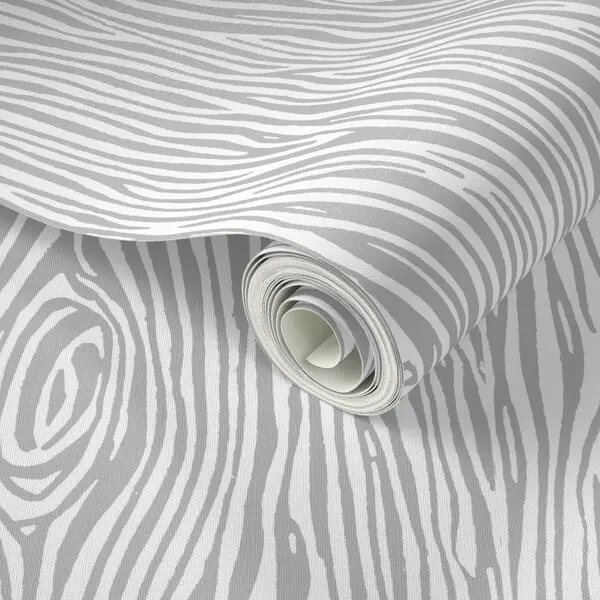 Spoonflower Woodgrain Slate Gray Camping Nature Gender Neutral Custom Removable Wallpaper - Gray,white