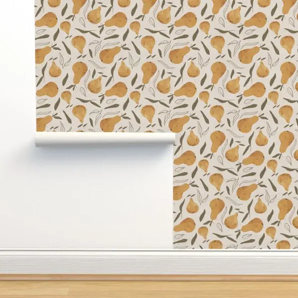 Spoonflower Pears 100% Natural Sisal Grasscloth Wallcovering