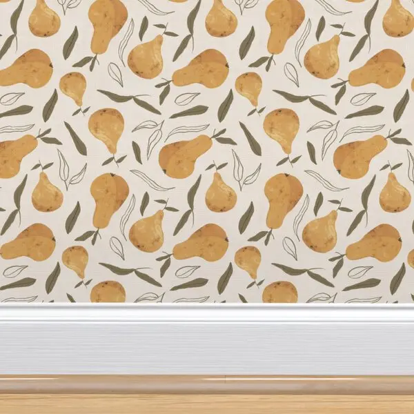 Spoonflower Pears 100% Natural Sisal Grasscloth Wallcovering