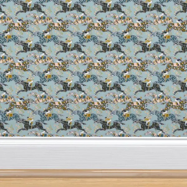 Spoonflower Patchwork Equestrian Light 100% Natural Sisal Grasscloth Wallcovering