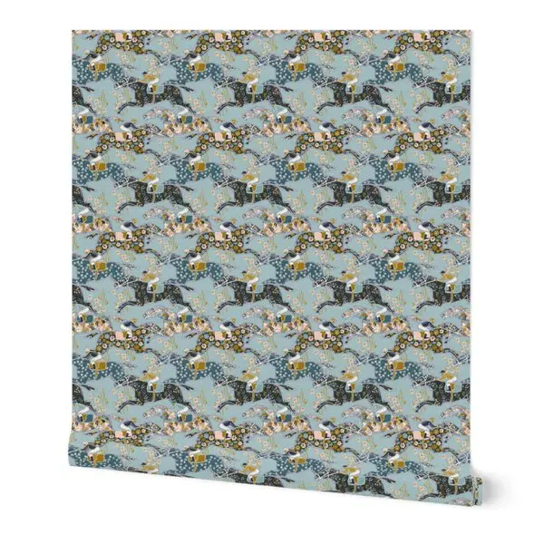 Spoonflower Patchwork Equestrian Light 100% Natural Sisal Grasscloth Wallcovering