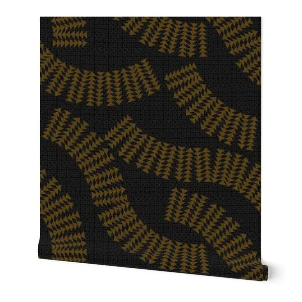 Spoonflower Kapa Waves Gold 100% Natural Sisal Grasscloth Wallcovering