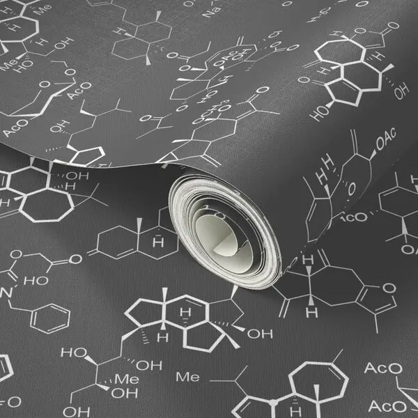 Spoonflower Molecule Science Chemistry Stem Scientist Custom Pre-pasted Wallpaper - Gray
