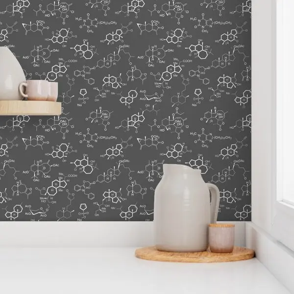 Spoonflower Molecule Science Chemistry Stem Scientist Custom Pre-pasted Wallpaper