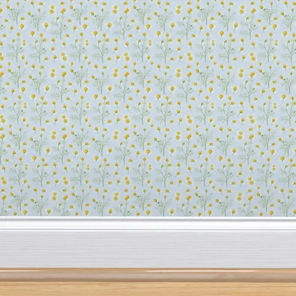 Spoonflower Chamomile Field 100% Natural Sisal Grasscloth Wallcovering