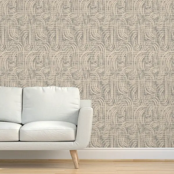 Spoonflower Kiah Grey 100% Natural Sisal Grasscloth Wallcovering