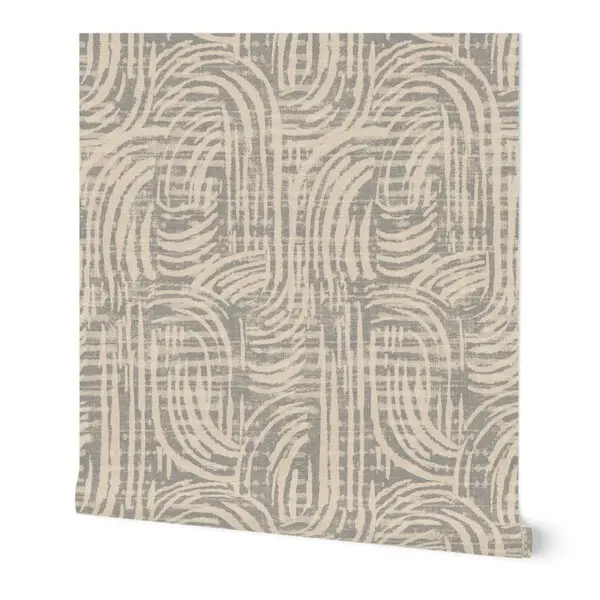 Spoonflower Kiah Grey 100% Natural Sisal Grasscloth Wallcovering