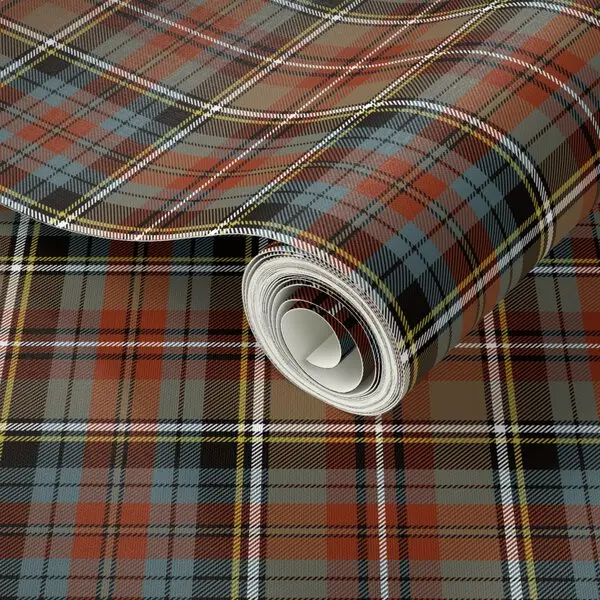 Spoonflower Wilson Wilsons Tartan Plaid Scottish Bannockburn Custom Removable Wallpaper - Brown,gray