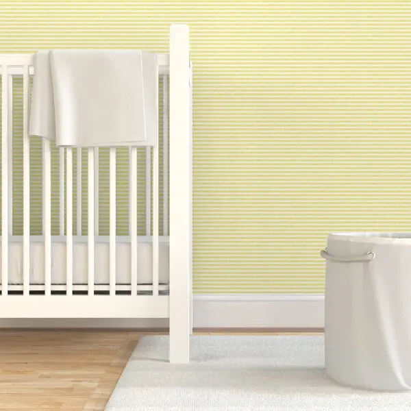 Spoonflower Yellow Stripes Watercolor Custom Removable Wallpaper - Yellow,gray