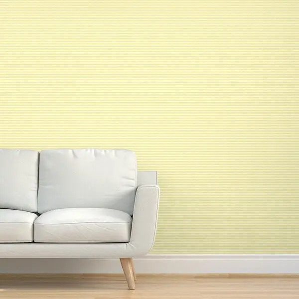 Spoonflower Yellow Stripes Watercolor Custom Removable Wallpaper - Yellow,gray