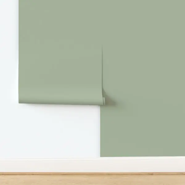 Spoonflower Solid Sage Traditional Wallpaper - Green