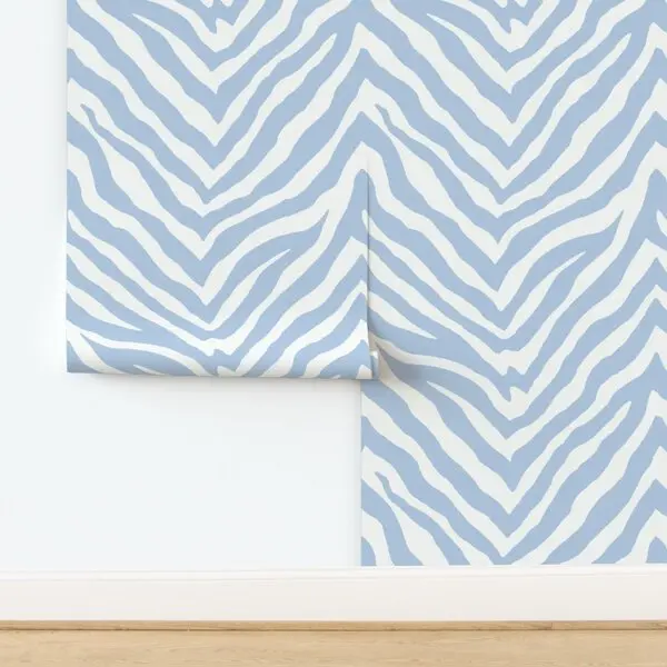 Spoonflower Blue Zebra Iddreamyblue19 Custom Removable Wallpaper