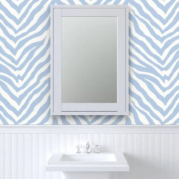 Spoonflower Blue Zebra Iddreamyblue19 Custom Removable Wallpaper