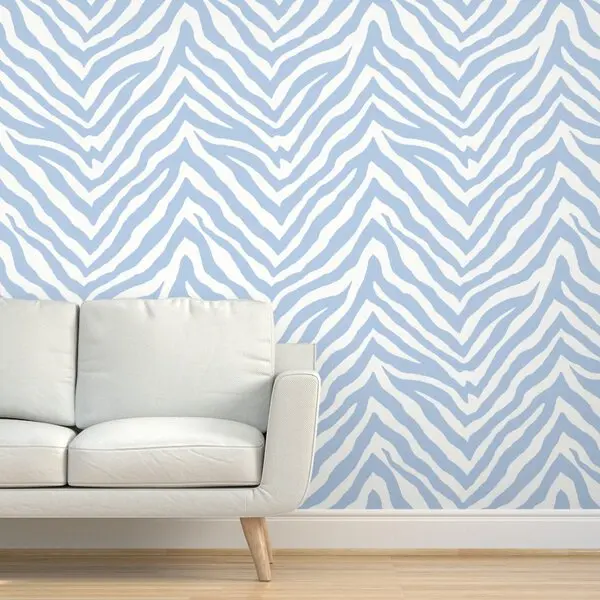 Spoonflower Blue Zebra Iddreamyblue19 Custom Removable Wallpaper
