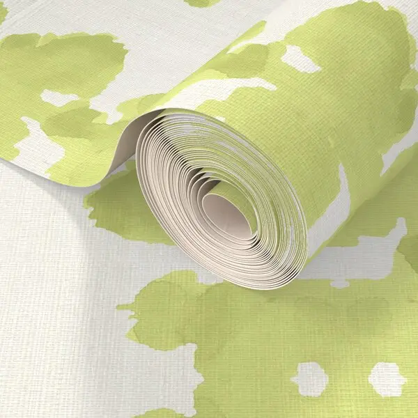 Spoonflower Citron Double Inkblot 100% Natural Sisal Grasscloth Wallcovering