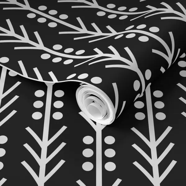 Spoonflower Arrow Dots Black Geo Geometric Traditional Wallpaper - Black,white,gray