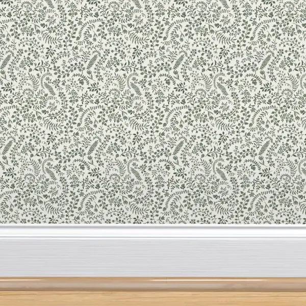 Spoonflower Kennebunkport On White 100% Natural Sisal Grasscloth Wallcovering - Green