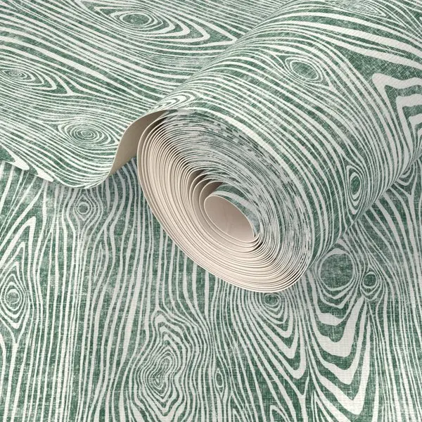 Spoonflower Woodgrain Dark Green Driftwood Wood Grain Rustic 100% Natural Sisal Grasscloth Wallcovering - Green,mint,gray