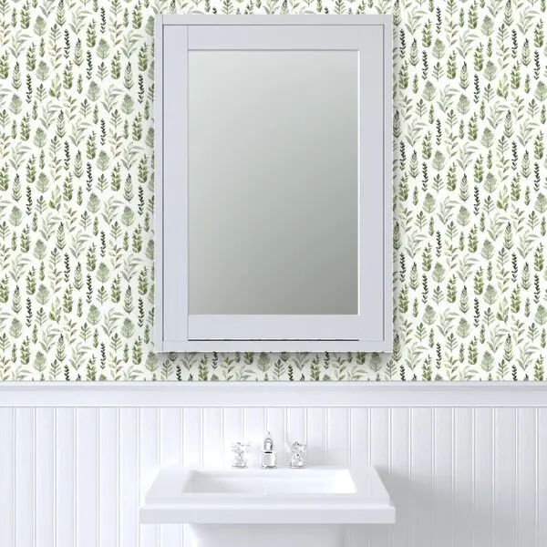 Spoonflower Leaves Nature Leaf Plant Spring Summer Custom Pre-pasted Wallpaper