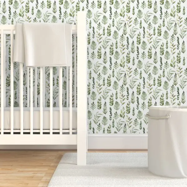 Spoonflower Leaves Nature Leaf Plant Spring Summer Custom Pre-pasted Wallpaper