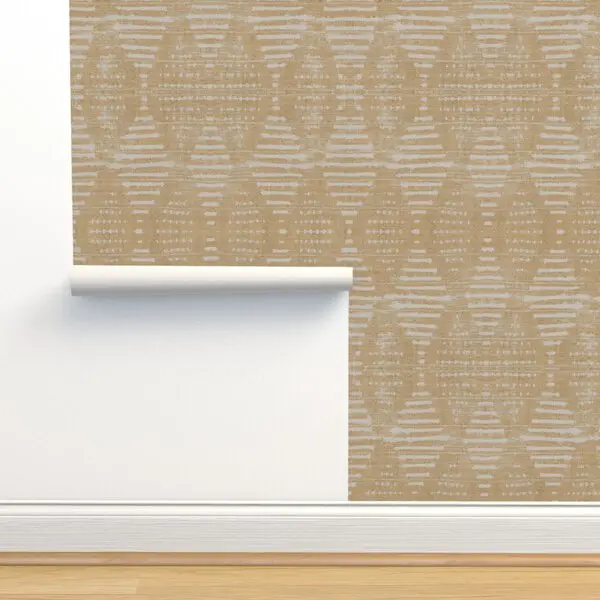 Spoonflower Kufi Sand Full 100% Natural Sisal Grasscloth Wallcovering - Beige,orange