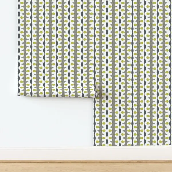 Spoonflower Stylized Mid Century Botanical Cactus Thorn Desert Custom Removable Wallpaper