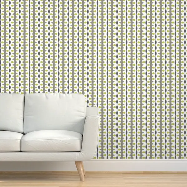Spoonflower Stylized Mid Century Botanical Cactus Thorn Desert Custom Removable Wallpaper