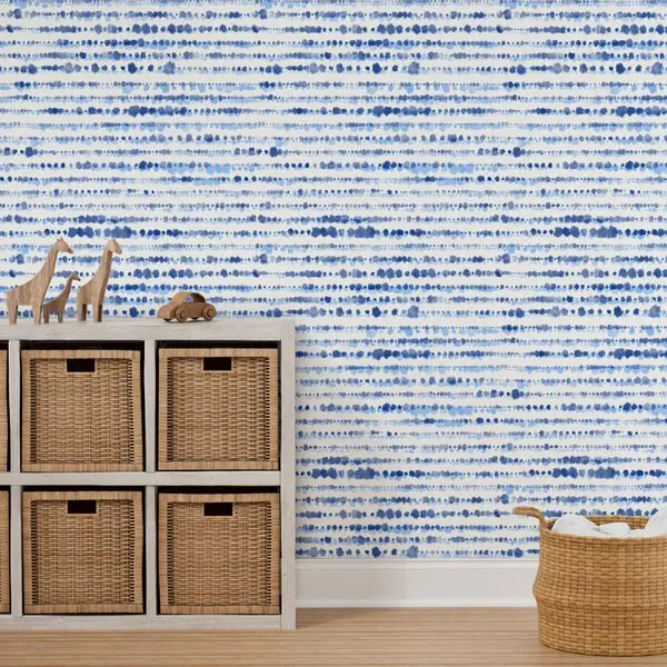 Spoonflower Abstract Shibori Tie Dye Brush Blotches Custom Pre-pasted Wallpaper