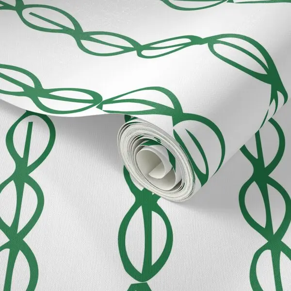 Spoonflower Spring Vines Green Leaves Vertical Custom Removable Wallpaper - Green,white,mint