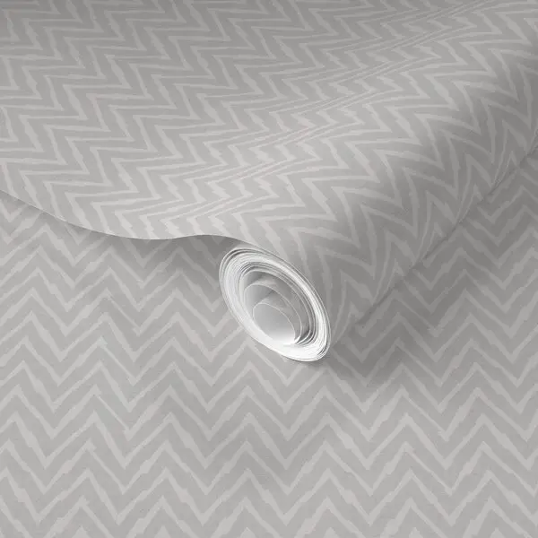 Spoonflower Grey Ash Chevron Custom Pre-pasted Wallpaper - Gray