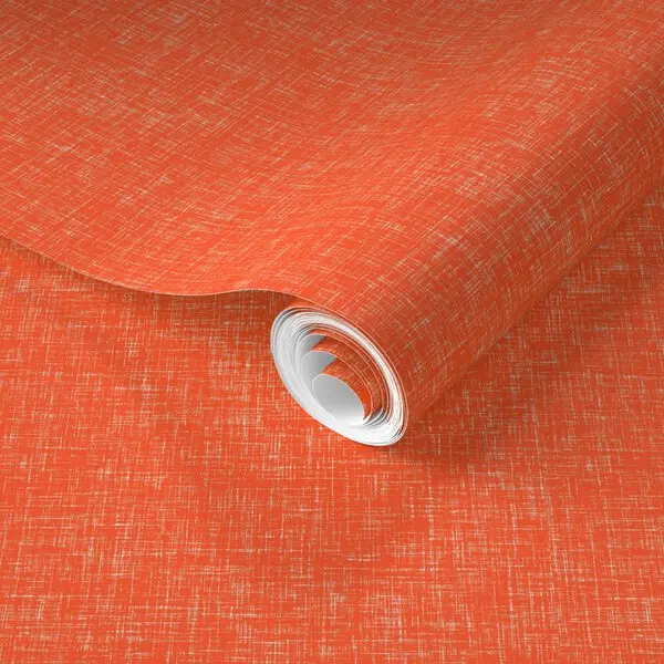 Spoonflower Solid Orange Texture Custom Pre-pasted Wallpaper - Orange,brown,coral