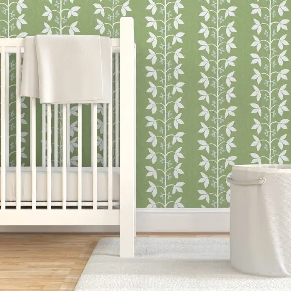 Spoonflower Botanical Stripe Grass Simple Traditional Custom Removable Wallpaper