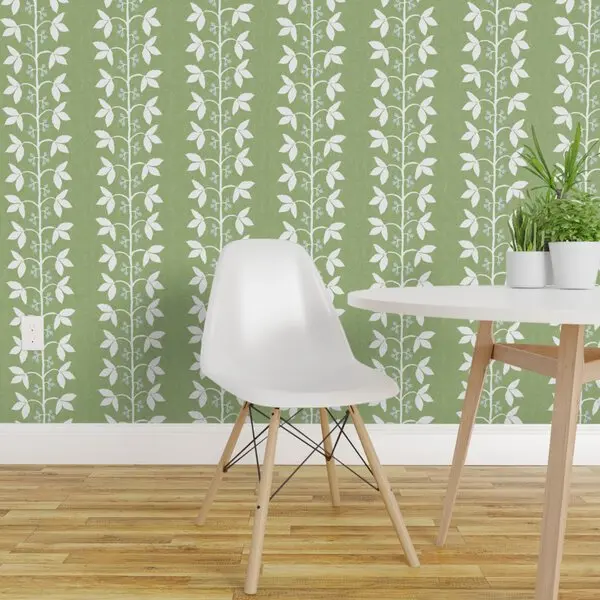 Spoonflower Botanical Stripe Grass Simple Traditional Custom Removable Wallpaper