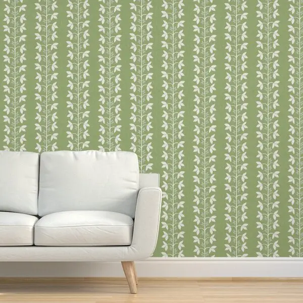 Spoonflower Botanical Stripe Grass Simple Traditional Custom Removable Wallpaper