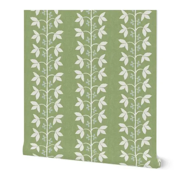Spoonflower Botanical Stripe Grass Simple Traditional Custom Removable Wallpaper