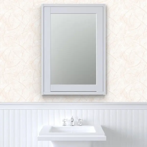 Spoonflower Pink Leaves Modern Tree Leaf Palm Line Custom Pre-pasted Wallpaper - White,gray