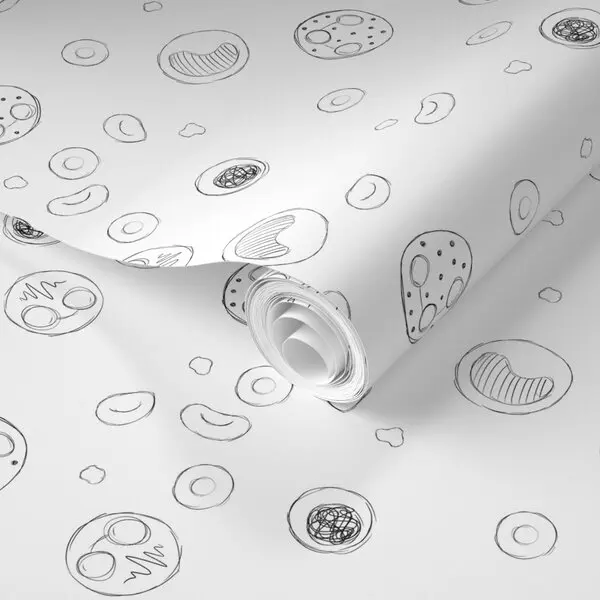 Spoonflower Science Cells Scientist Platelet Hematology Red Custom Removable Wallpaper - White,gray