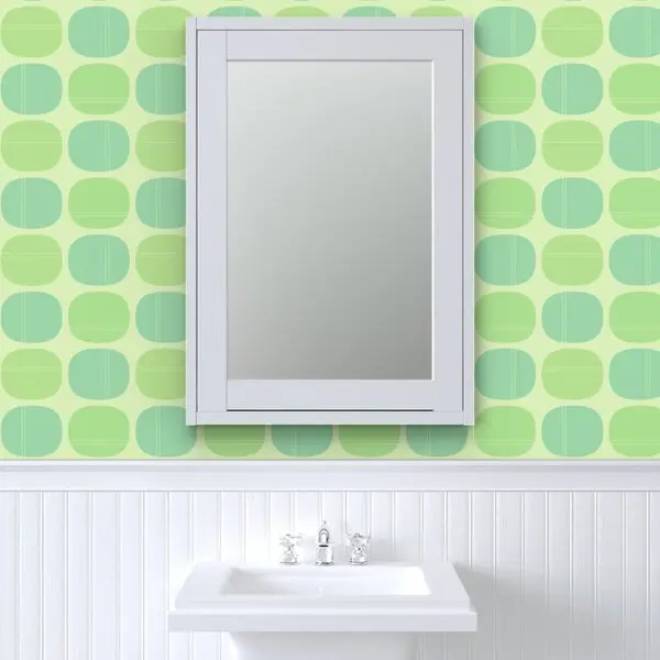 Spoonflower Chartreuse Lime Greenery Ellipse Oval Custom Pre-pasted Wallpaper
