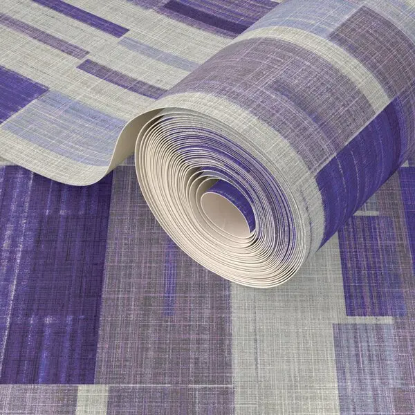 Spoonflower Pinnacle Blueberry 100% Natural Sisal Grasscloth Wallcovering - Purple,gray,indigo